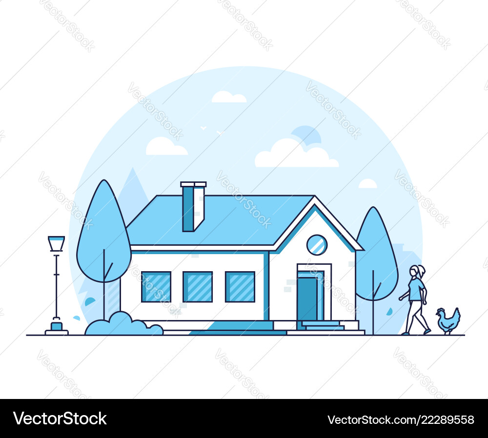 Cottage house - modern thin line design style Vector Image