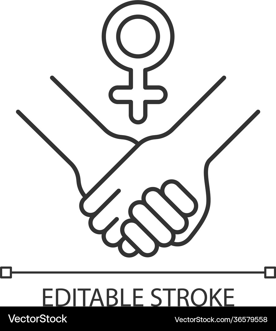 Girl power linear icon Royalty Free Vector Image