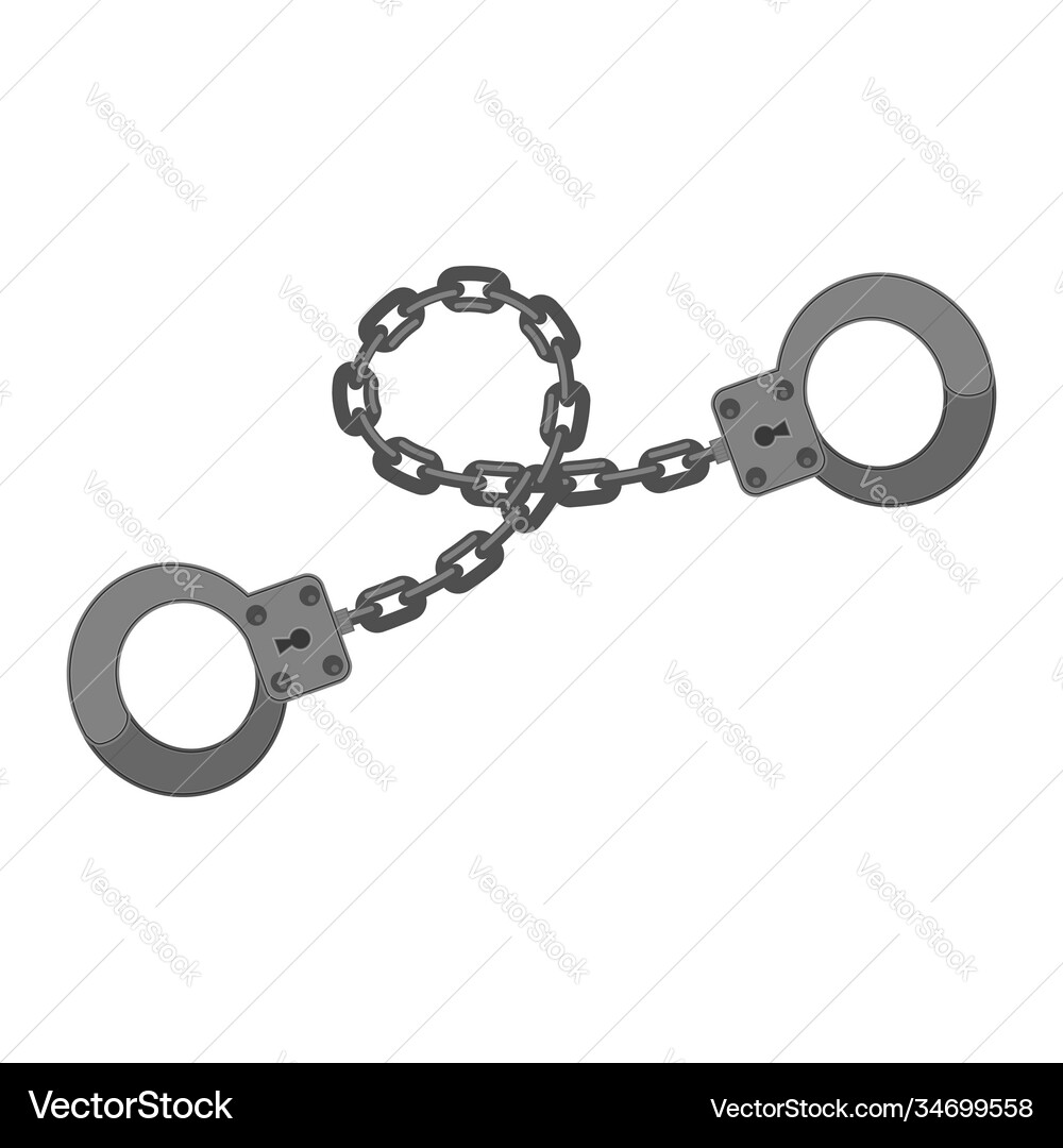Grey metal handcuffs isolated on white background Vector Image