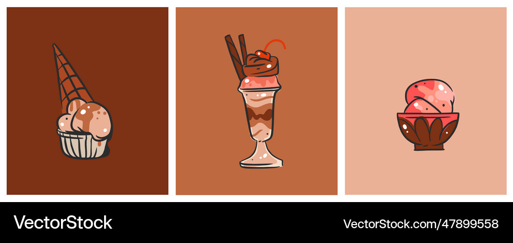 Hand drawn abstract cartoon ice creram cone Vector Image