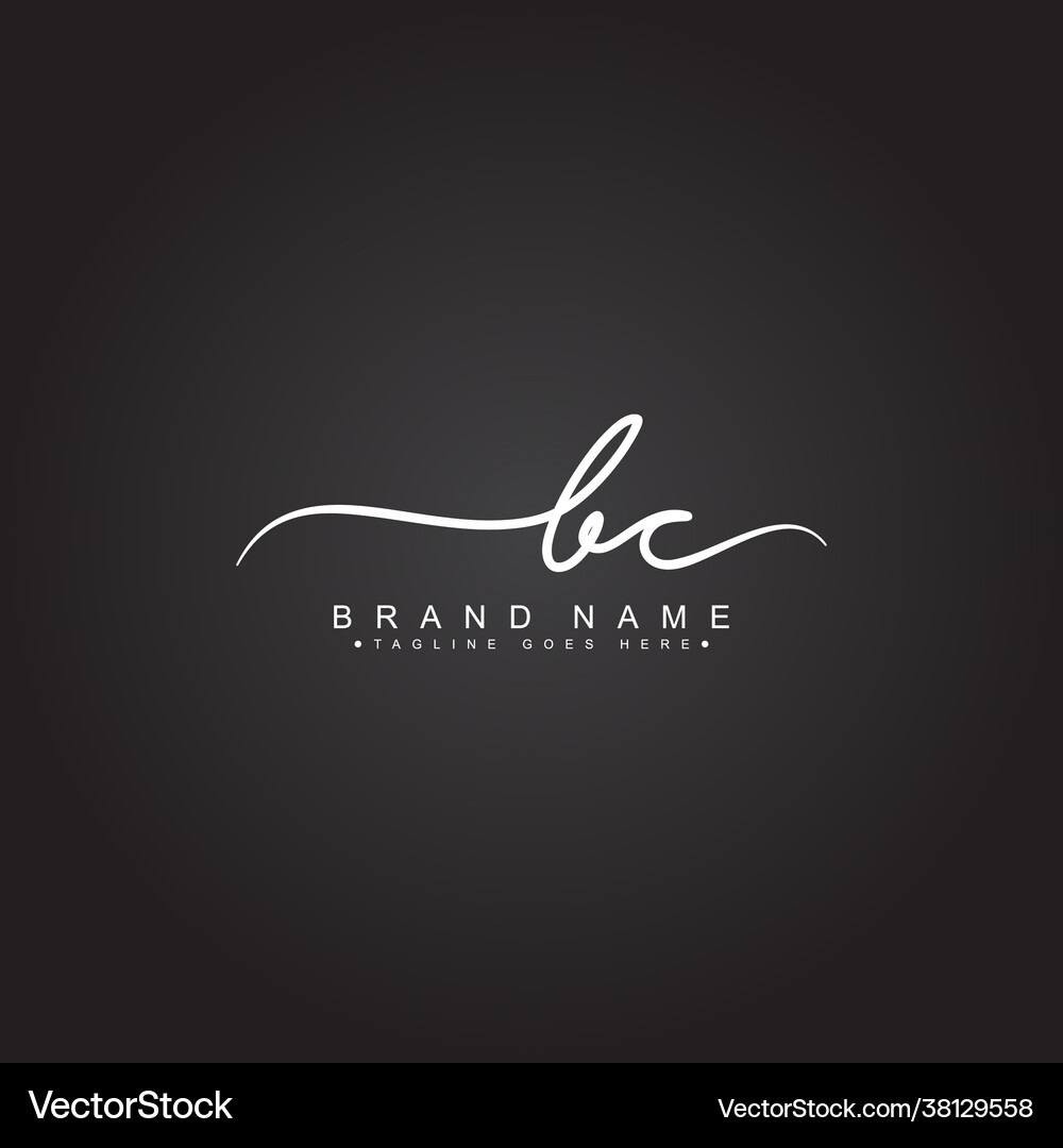 Initial letter bc logo - handwritten signature Vector Image