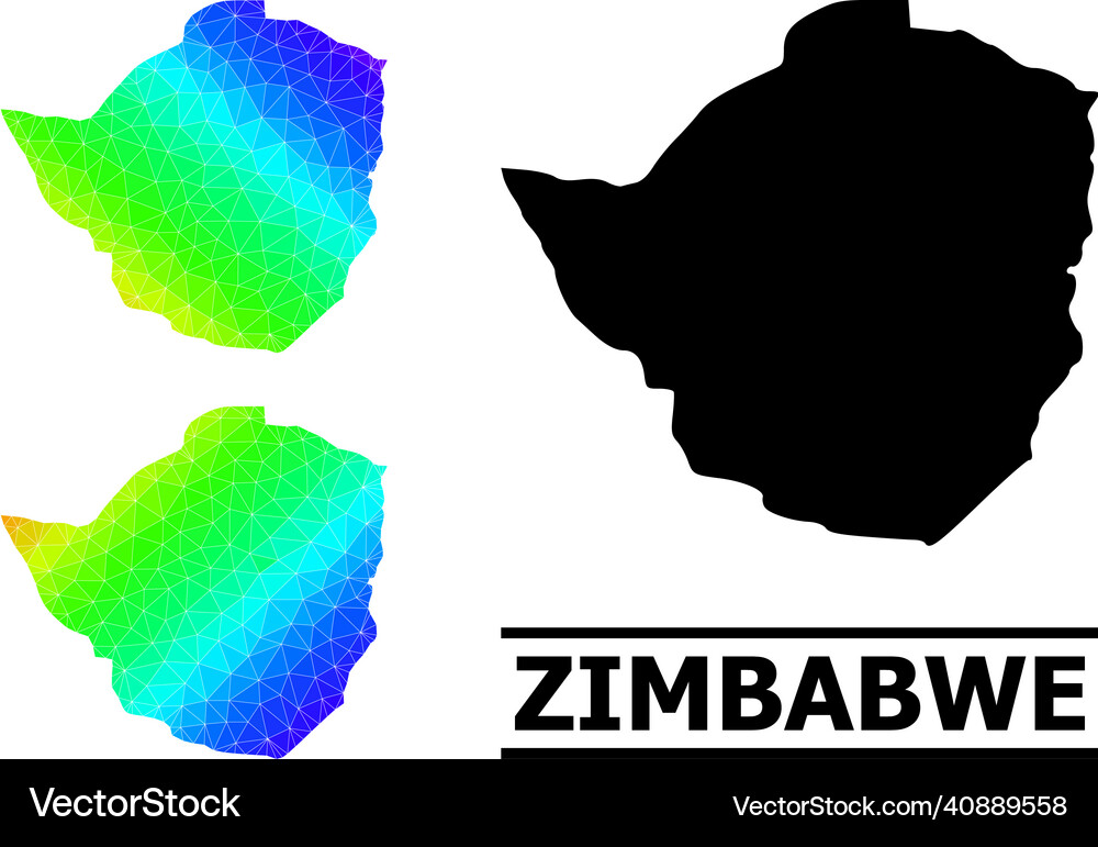 Lowpoly spectral colored map of zimbabwe Vector Image