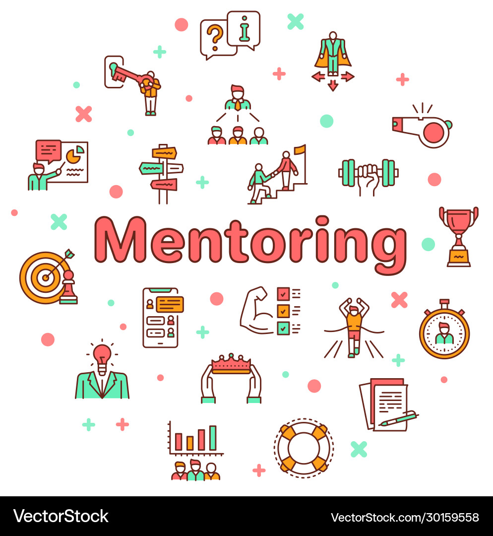 Mentoring linear color icon set coaching sport Vector Image