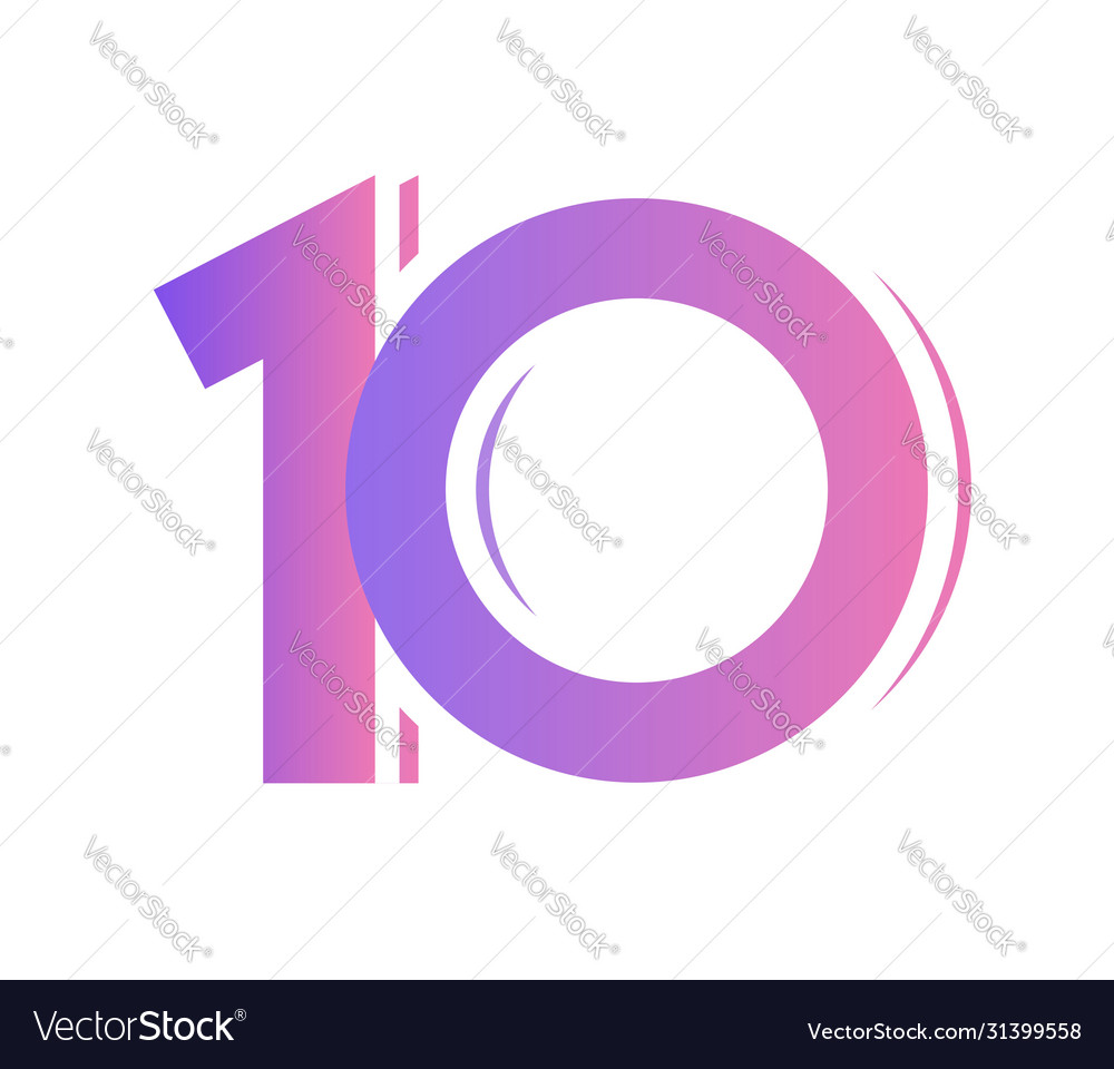 Number 10 symbol or simple colorful ten Royalty Free Vector