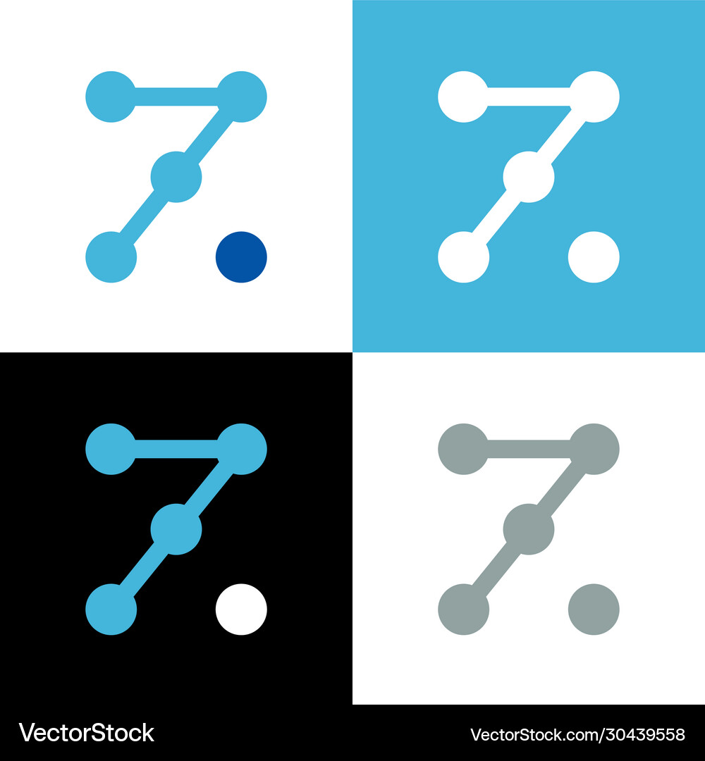 Number 7 or letter z technology logo Royalty Free Vector