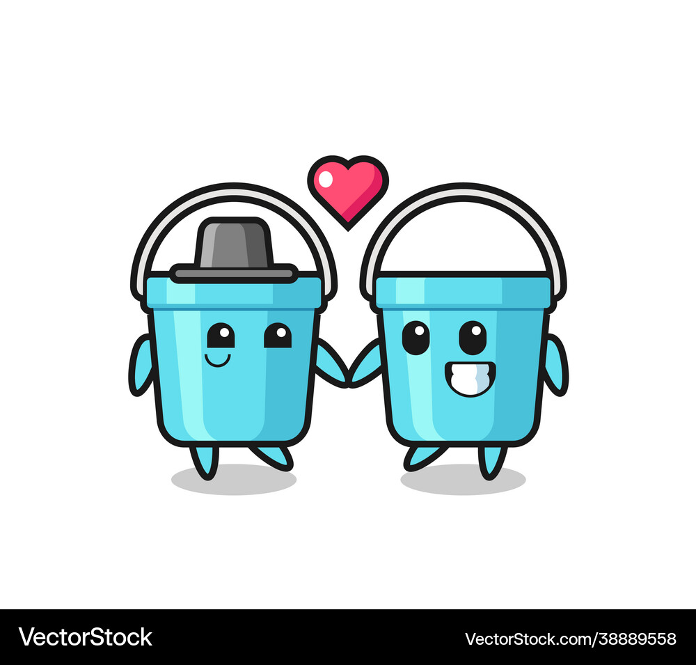 Plastic bucket cartoon character couple with fall Vector Image