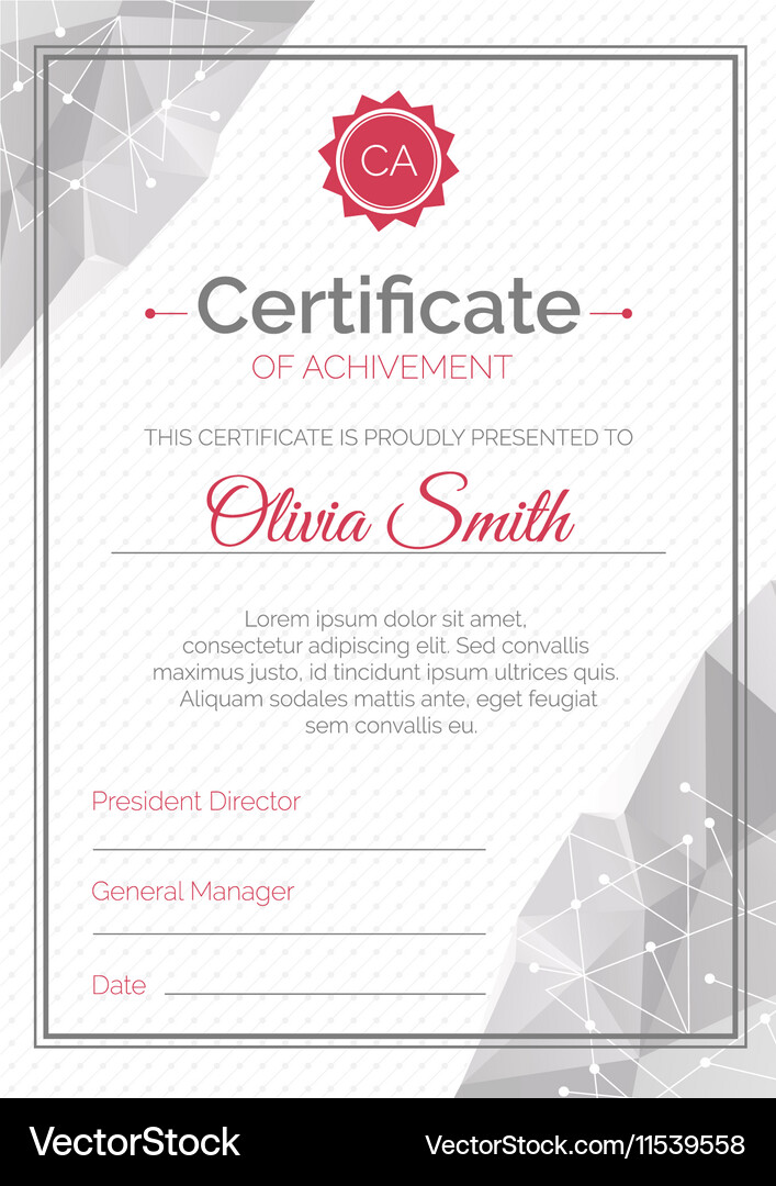 Polygonal Certificate Template Royalty Free Vector Image
