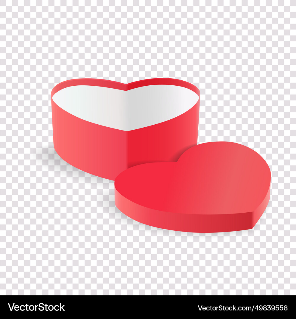 Realistic 3d heart-shaped gift box on transparent Vector Image