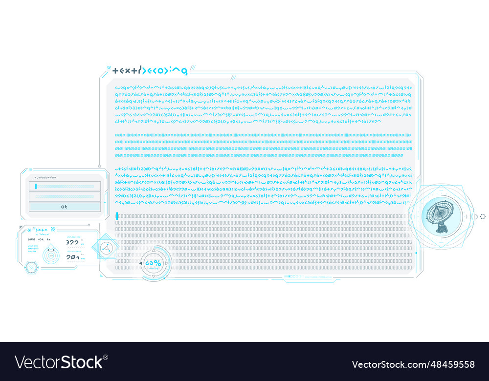 Sci-fi interface of data decoding program Vector Image