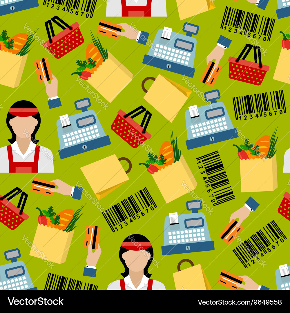 Seamless background of grocery shopping pattern Vector Image