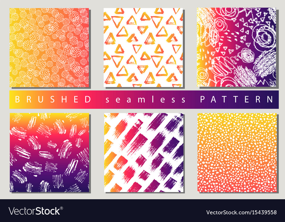 Set colorful seamless pattern with brush Vector Image
