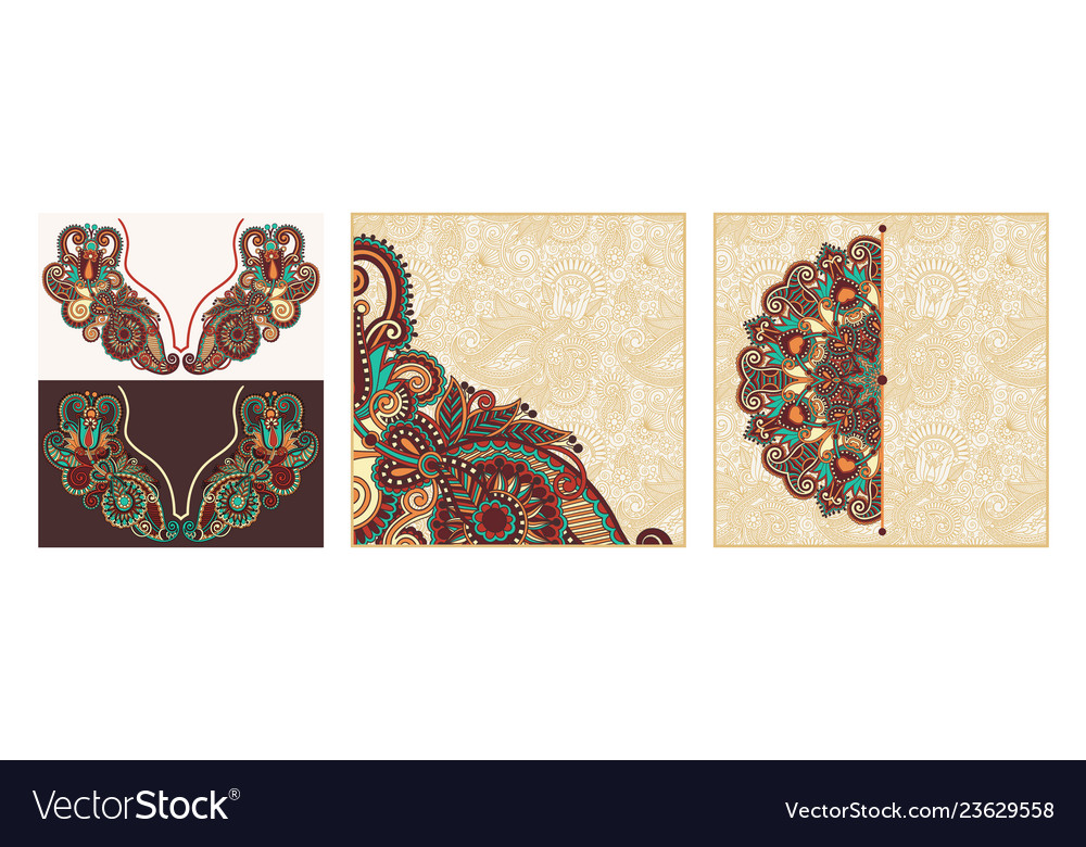 Set of vintage ornamental tribal ethnic template Vector Image