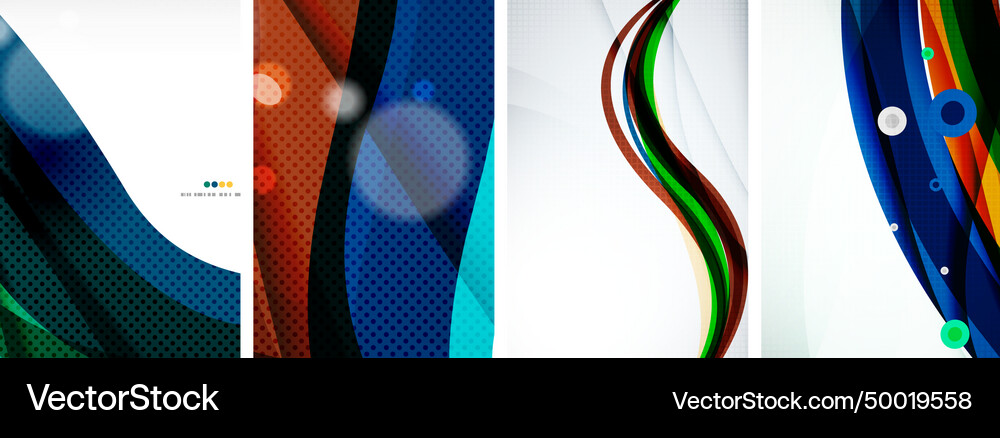 Set of wave design background posters Royalty Free Vector