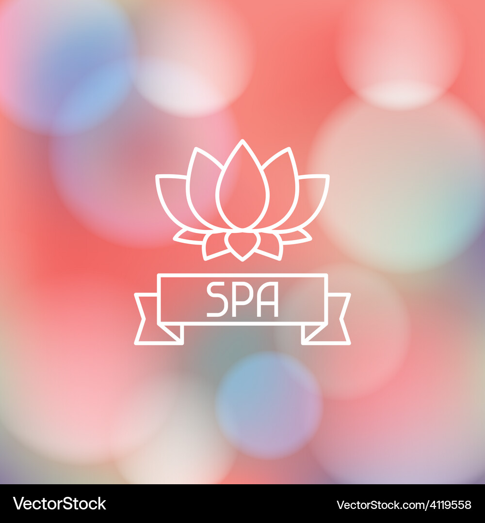 Spa wellness label on blurred background Vector Image