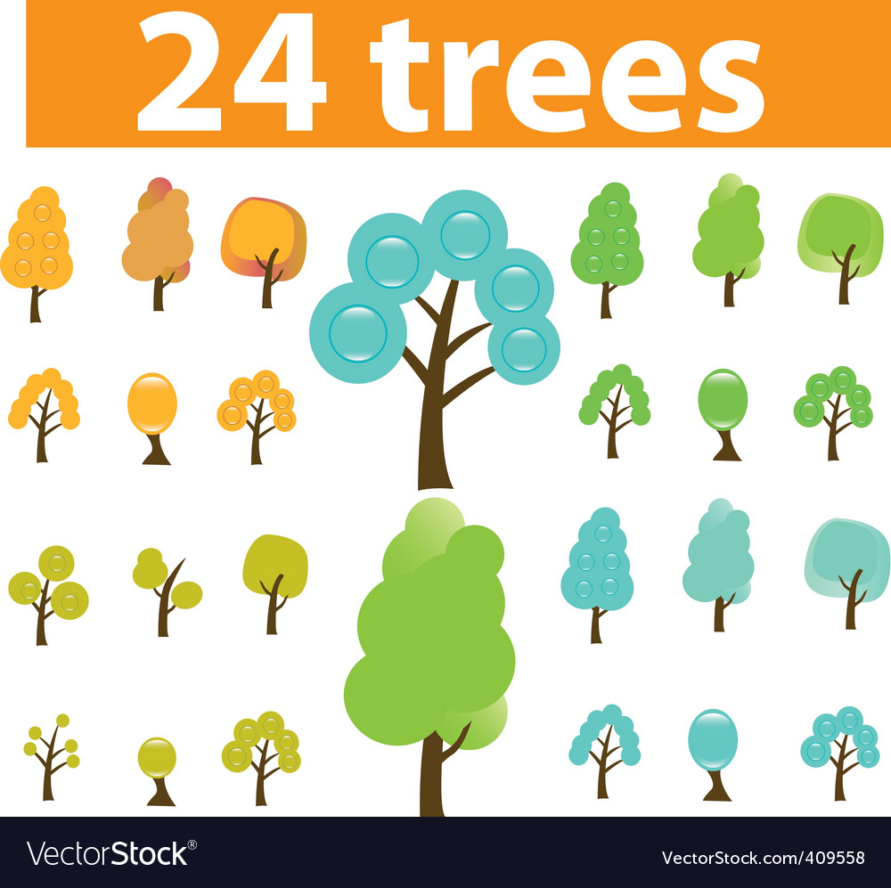 Trees cute signs vector Royalty Free Vector Image