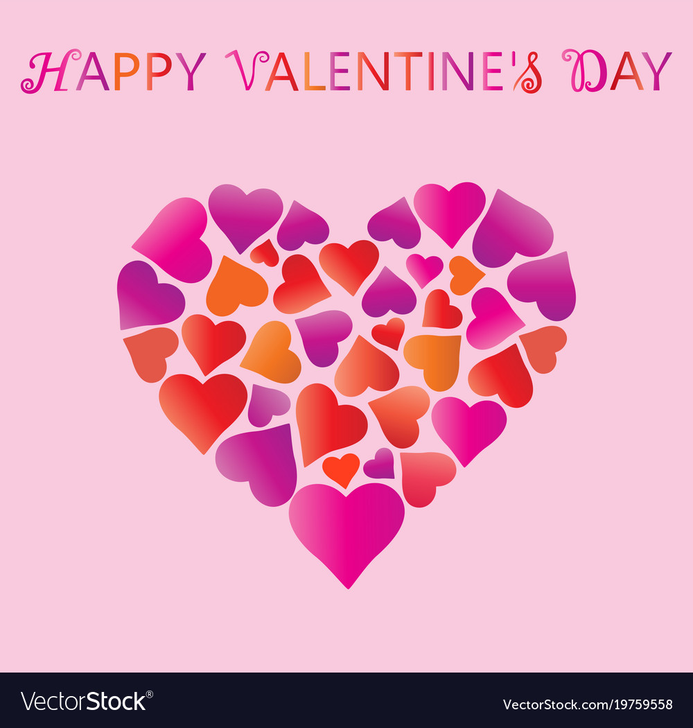 Valentines day big beautiful heart made of hearts Vector Image