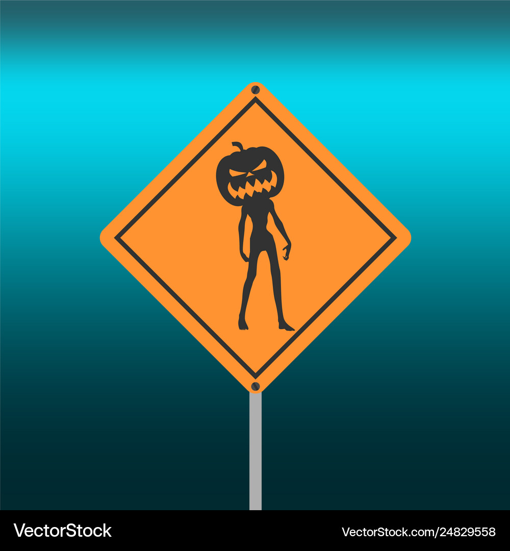 Yellow road sign halloween Royalty Free Vector Image