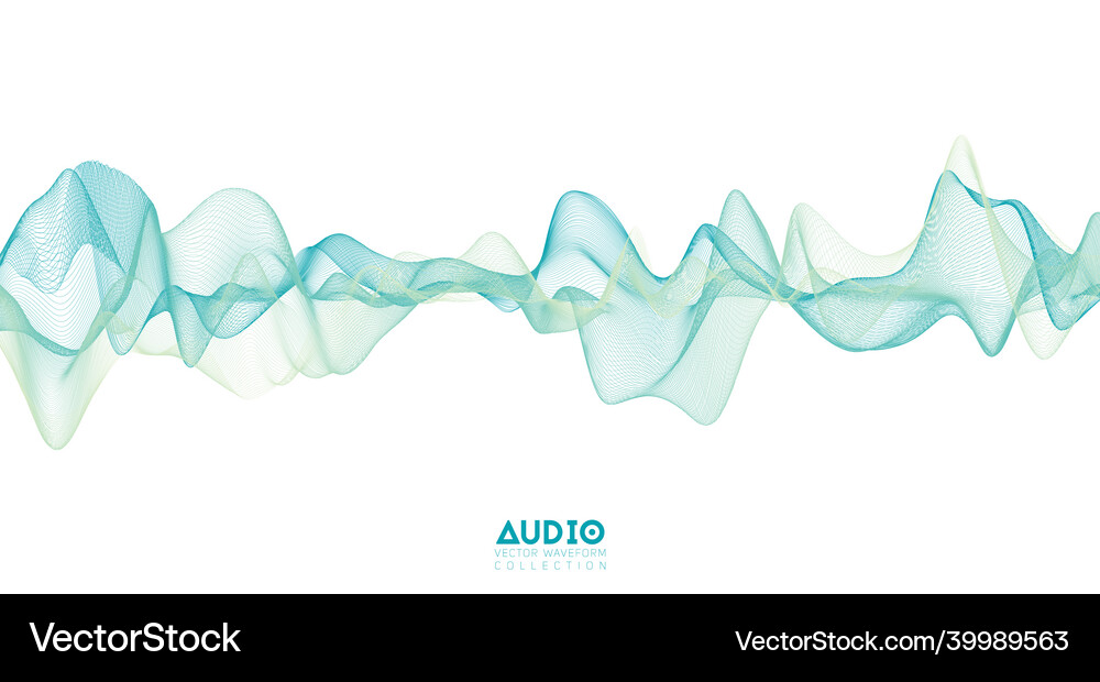 3d audio soundwave light green music pulse Vector Image