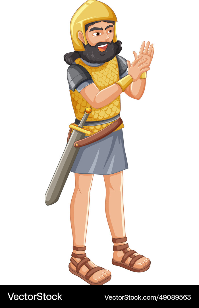 Ancient knight cartoon character with sword Vector Image