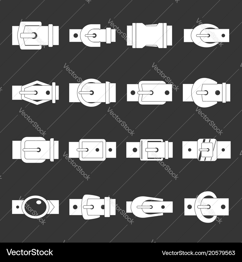 Belt buckles icons set grey Royalty Free Vector Image