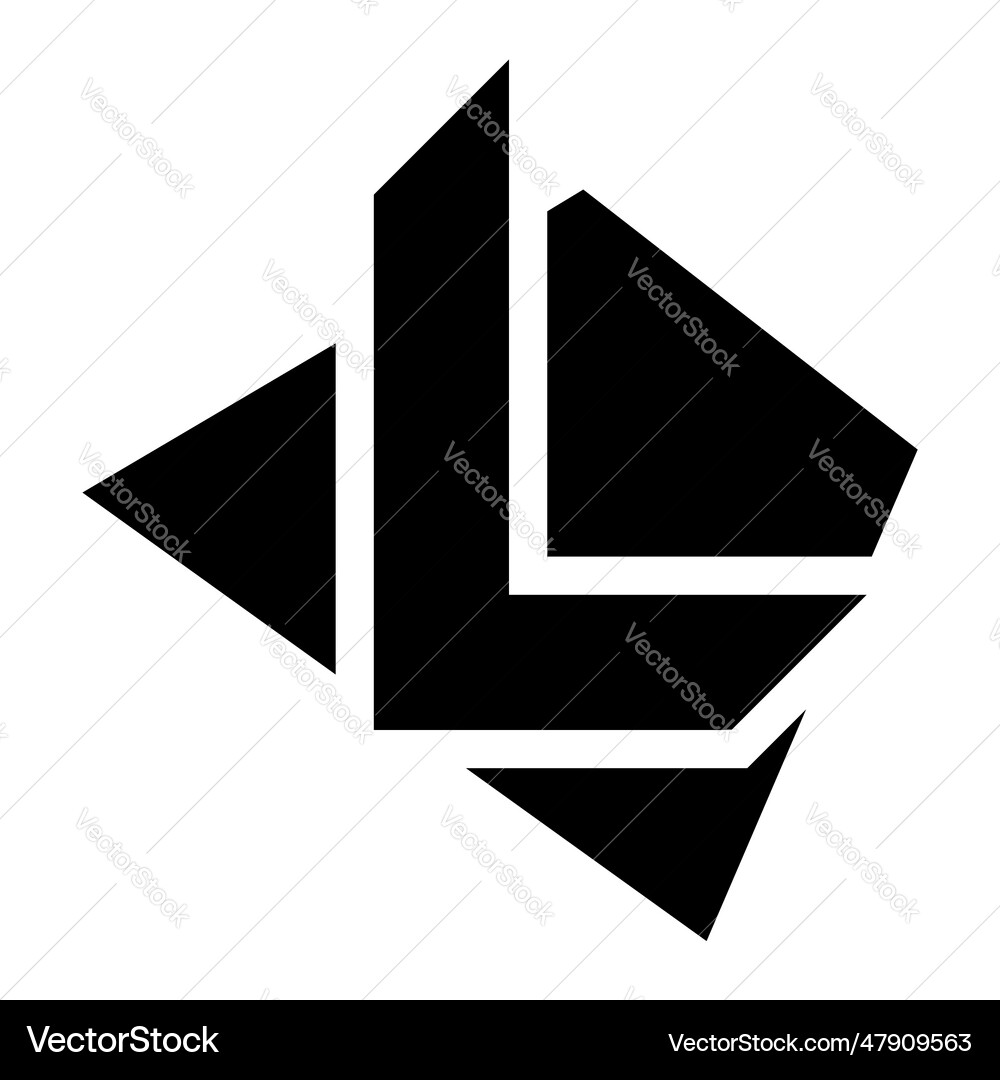 Black trapezium shaped letter l icon Royalty Free Vector