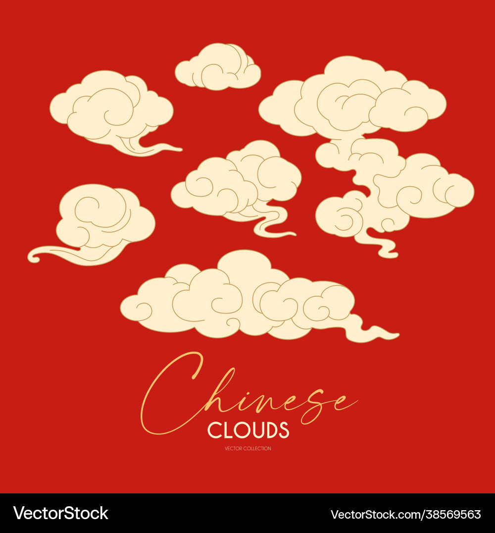 Chinese clouds collection traditional asian Vector Image