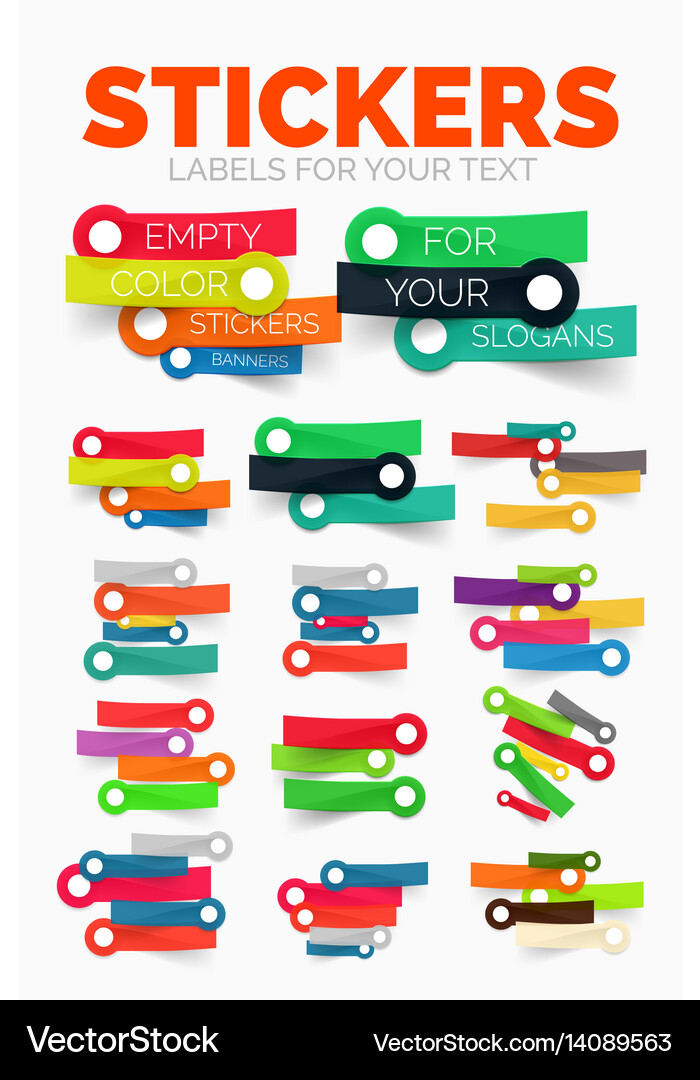 Design elements set of colour paper sticker Vector Image