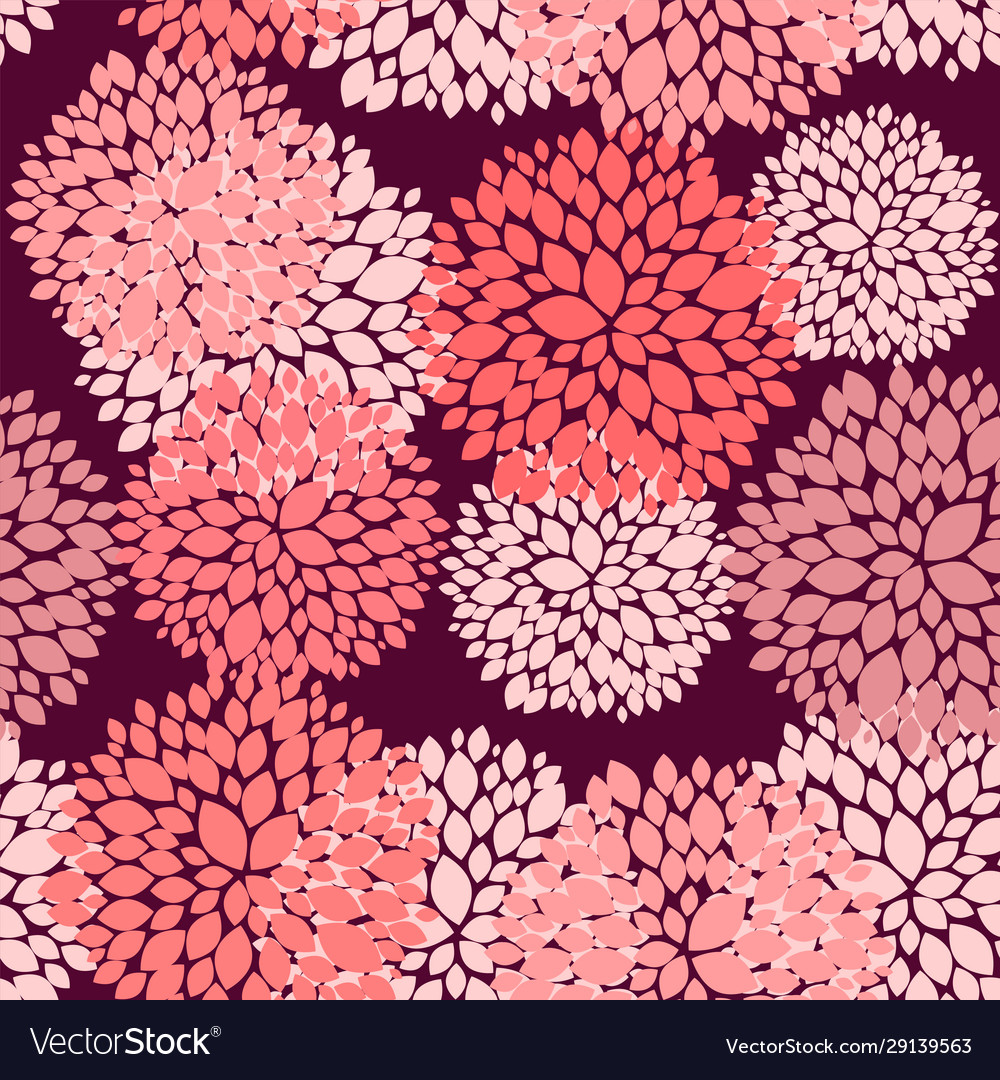 Floral seamless background in coral and burgundy Vector Image