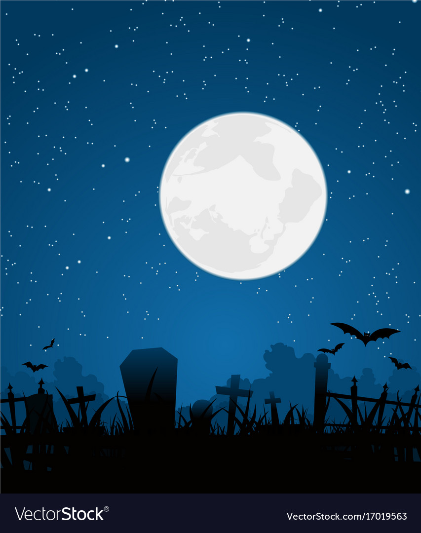 Halloween moon and graveyard Royalty Free Vector Image
