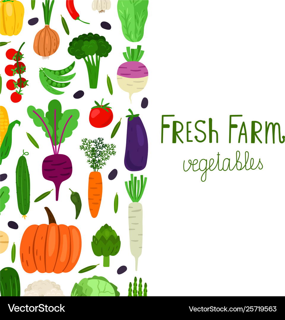 Hand drawn cartoon vegetables banner Royalty Free Vector