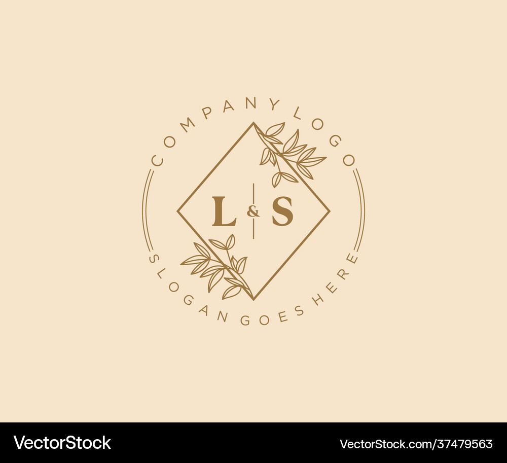 Initial ls letters beautiful floral feminine Vector Image