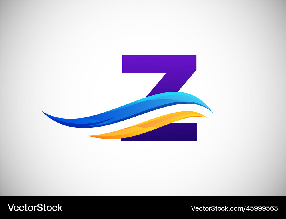 Initial z alphabet with swoosh or ocean wave logo Vector Image