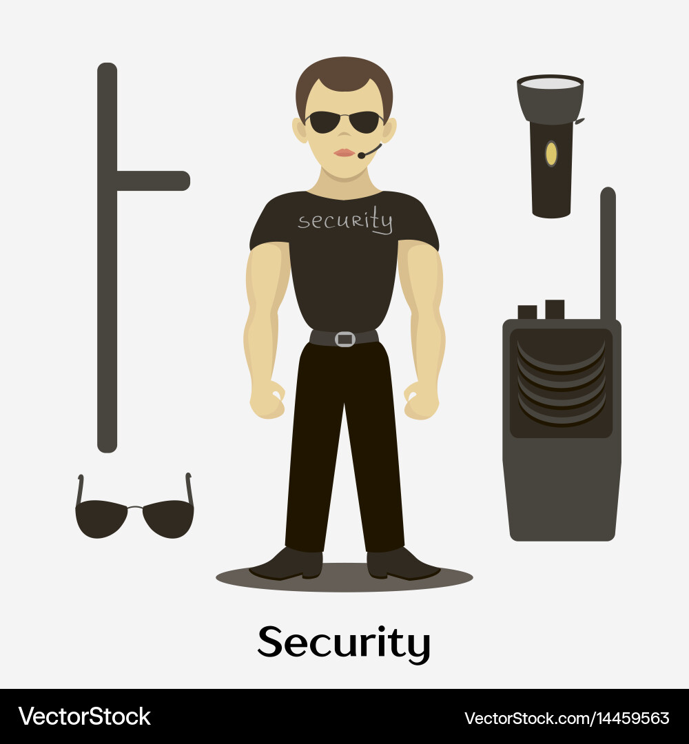 Security man standing Royalty Free Vector Image