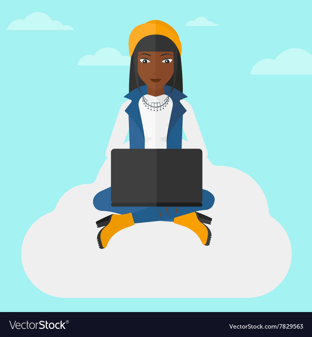 Woman working on laptop Royalty Free Vector Image