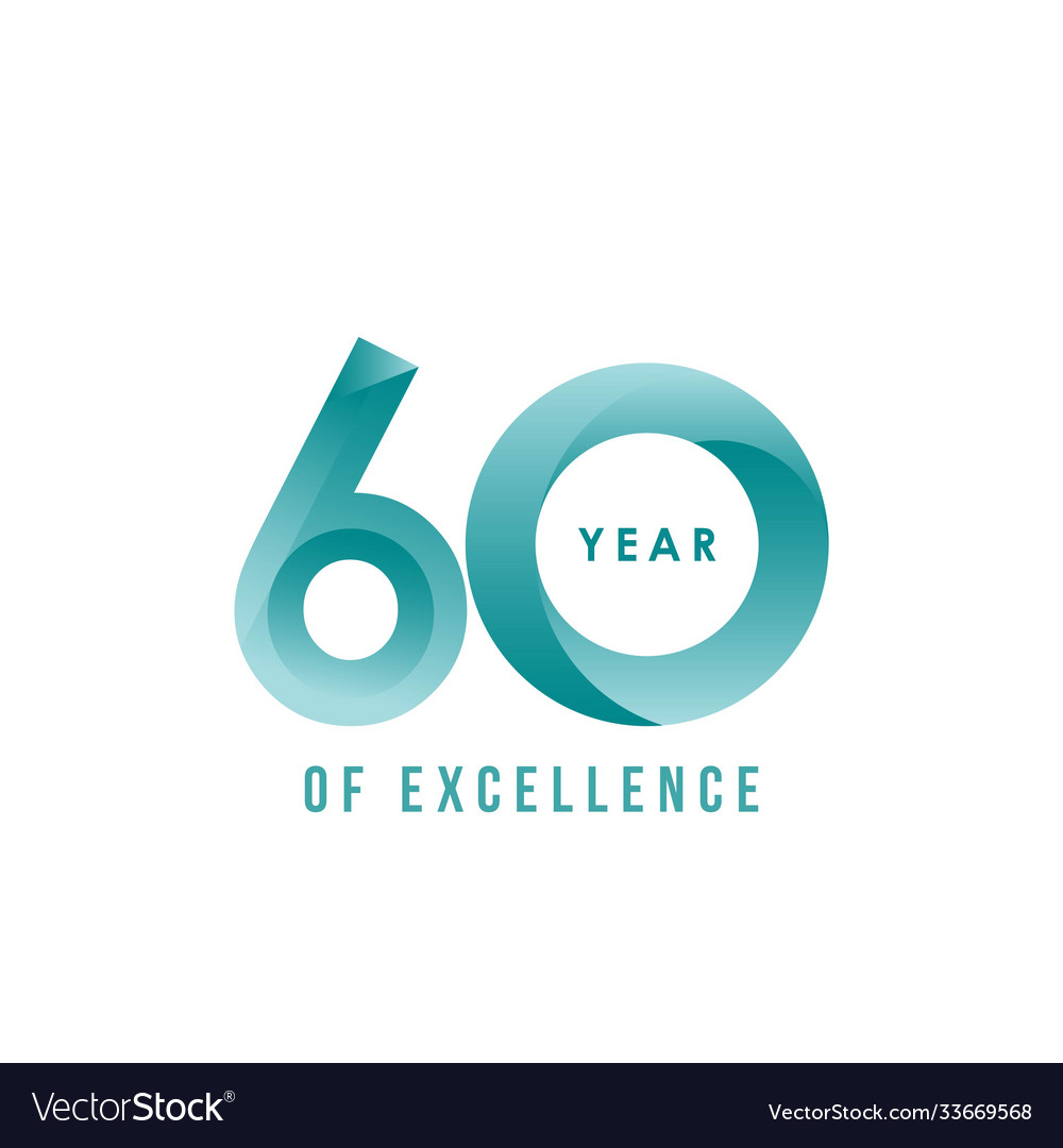 60 year excellence template design Royalty Free Vector Image