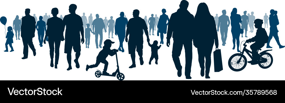 Crowd people walking people are going mob go Vector Image