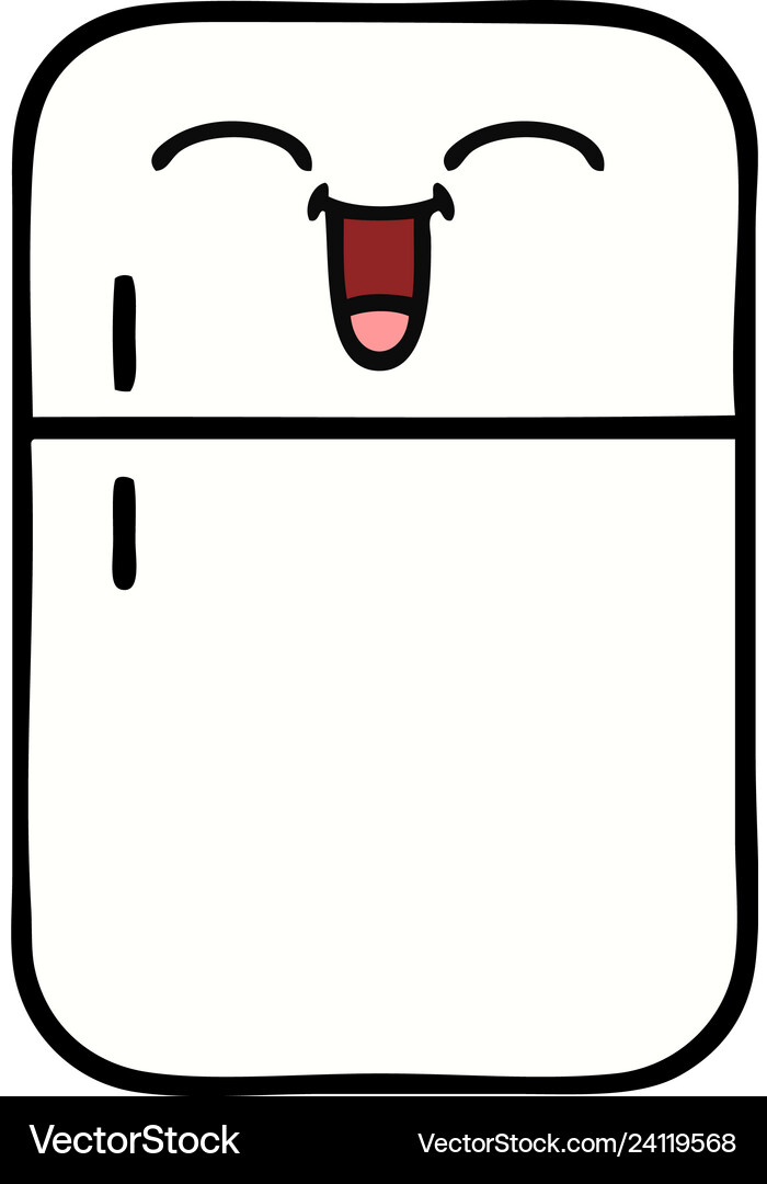 Cute cartoon fridge freezer Royalty Free Vector Image