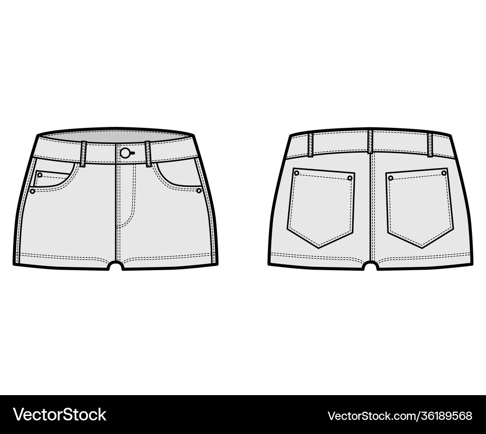 Denim hot short technical fashion Royalty Free Vector Image