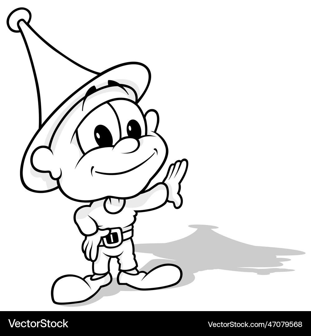 Drawing of a small cute dwarf Royalty Free Vector Image