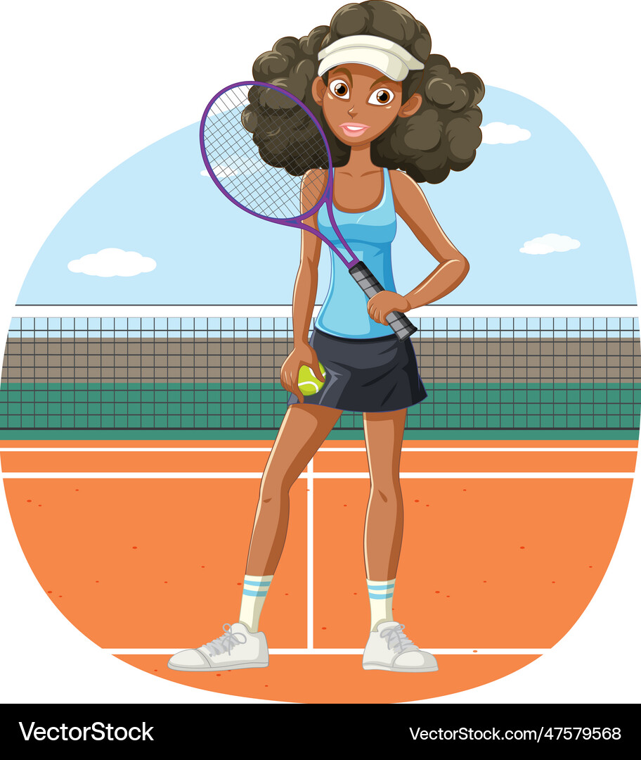 Female tennis player with racket Royalty Free Vector Image