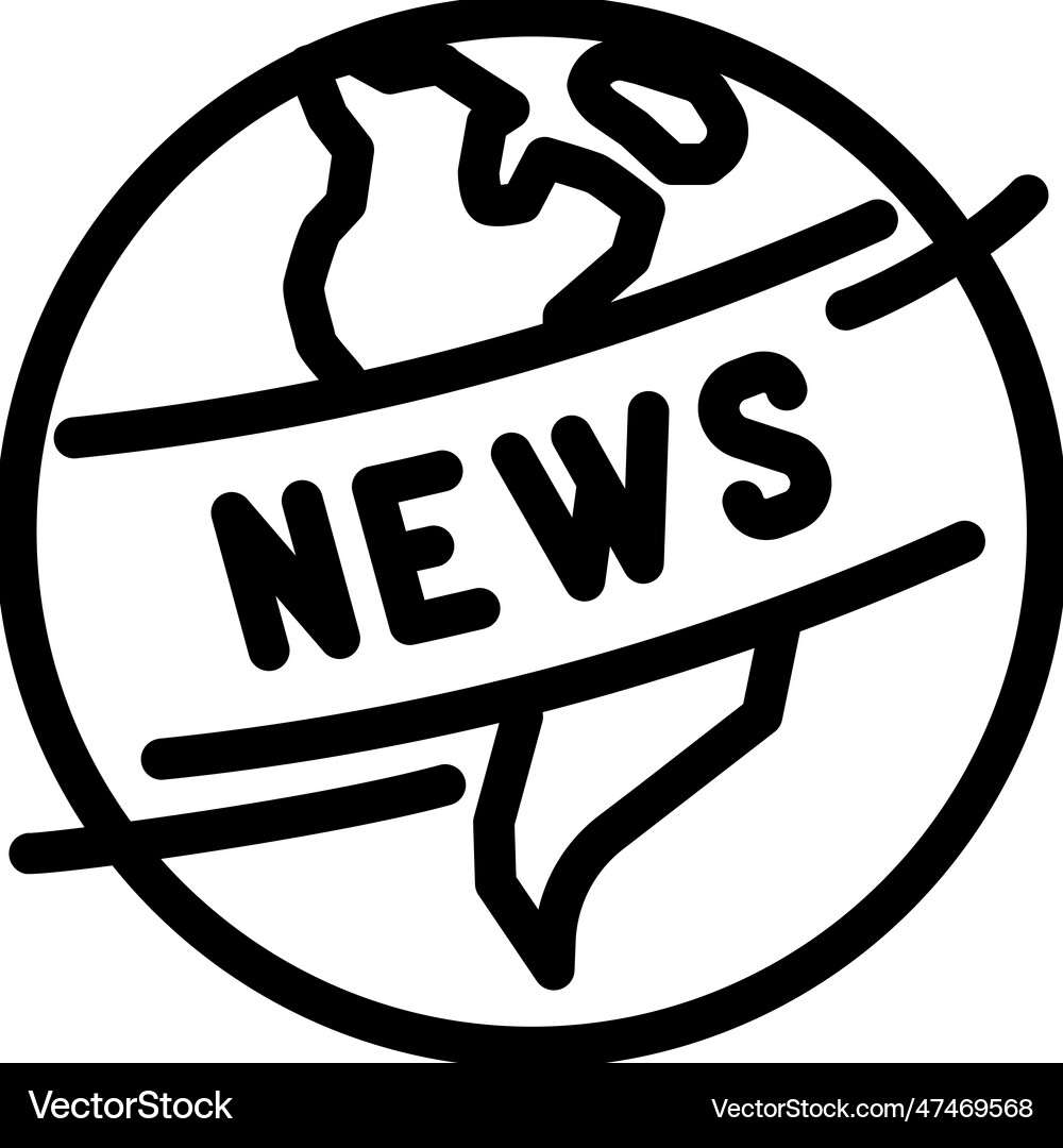 Globe news media line icon Royalty Free Vector Image
