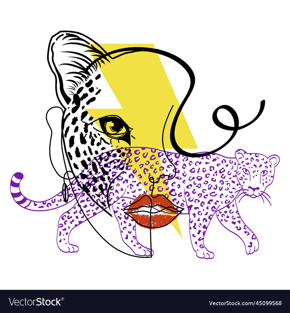 Leopard human face Royalty Free Vector Image - VectorStock