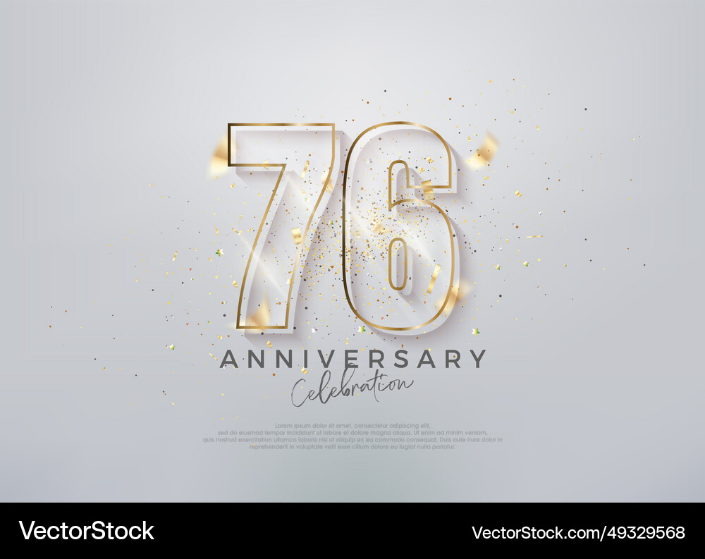 Modern number 76th with unique glass numerals Vector Image