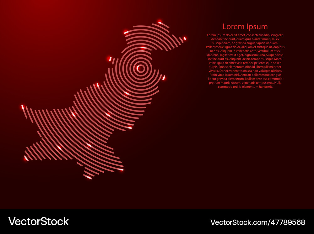 Pakistan map from futuristic concentric red Vector Image