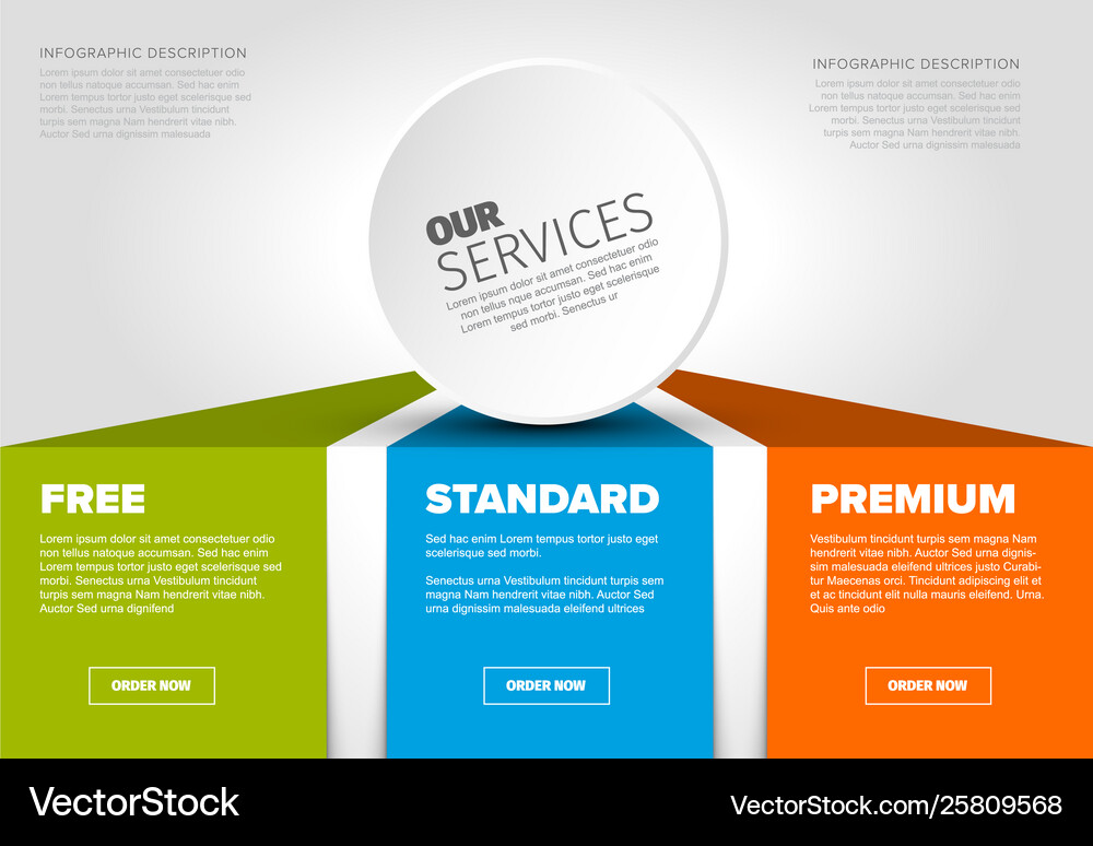 Product service price comparison cards Royalty Free Vector
