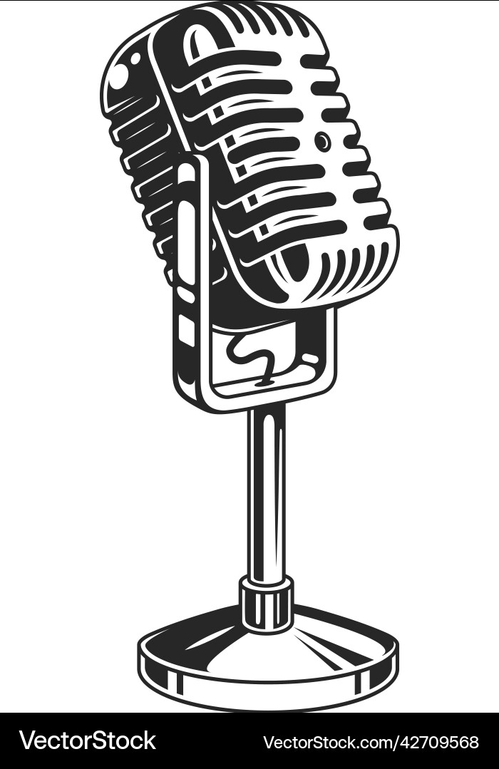 Retro monochrome music microphone concept Vector Image