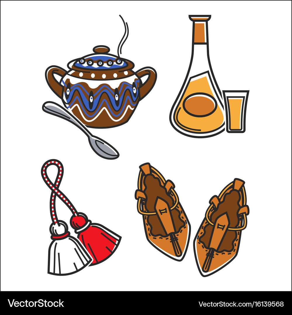 Traditional clothes and food Royalty Free Vector Image