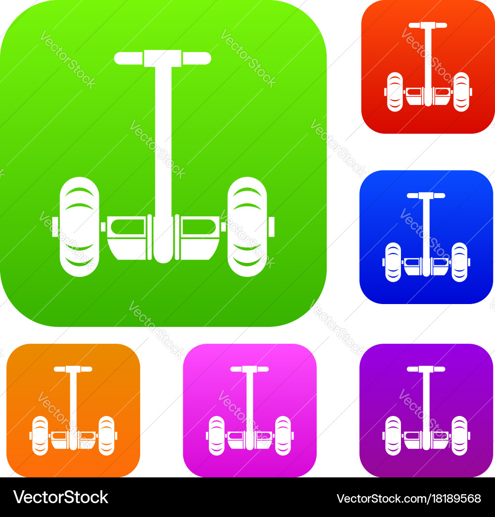 Two wheeled battery powered vehicle set color Vector Image