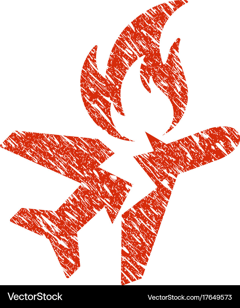Airplane fire crash icon grunge watermark Vector Image