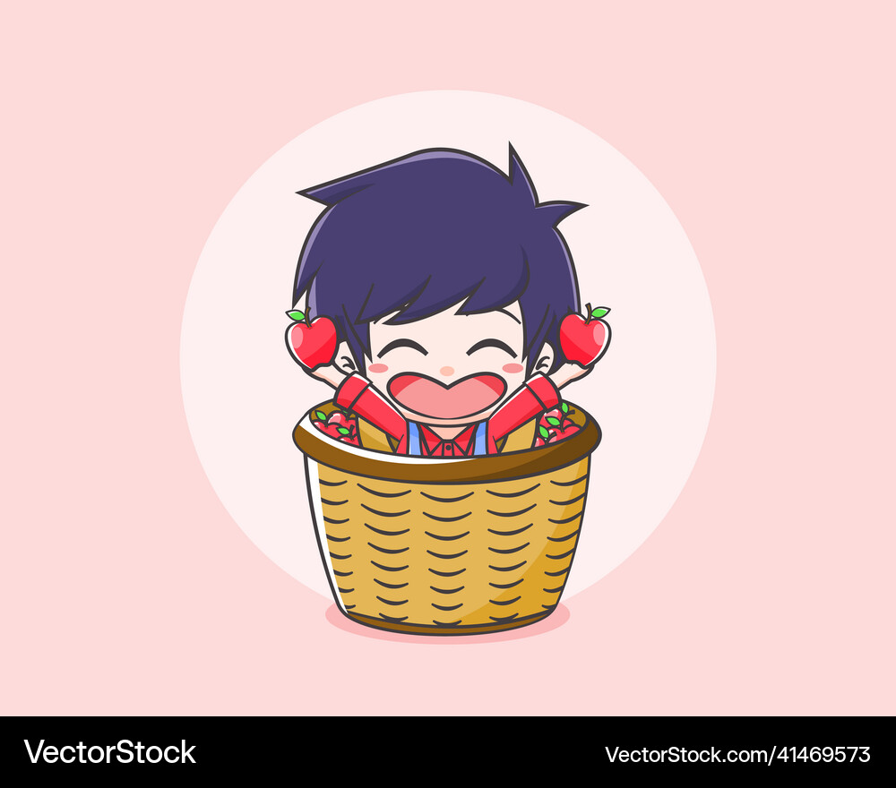 Cute farmer boy cartoon character Royalty Free Vector Image